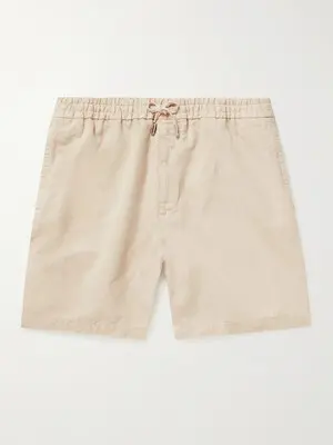 Mr P. Straight-leg Cotton And Linen-blend Drawstring Shorts