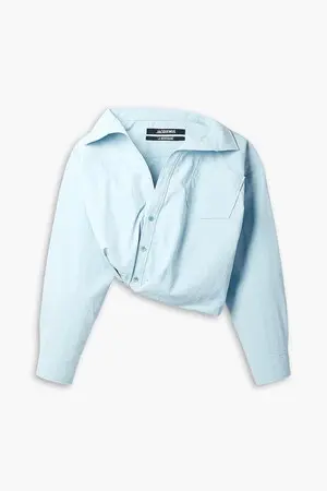 Jacquemus Mejean Cropped Taffeta Shirt - Light Blue