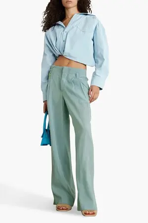 Jacquemus Mejean Cropped Taffeta Shirt - Light Blue