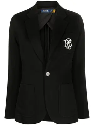 Polo Ralph Lauren Single-breasted Embroidered Logo Blazer - Black