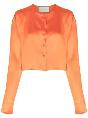 WOERA Collarless Silk Shirt