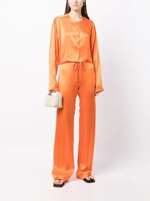 WOERA Collarless Silk Shirt