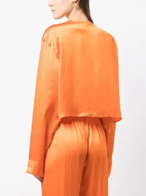 WOERA Collarless Silk Shirt