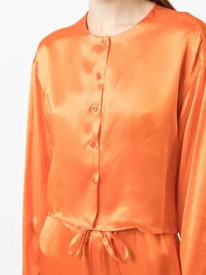 WOERA Collarless Silk Shirt