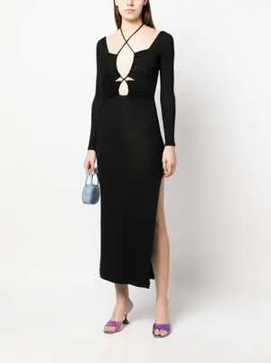 LAMA JOUNI V-neck Tie-fastening Dress