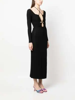LAMA JOUNI V-neck Tie-fastening Dress