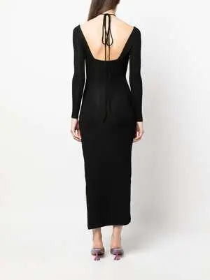 LAMA JOUNI V-neck Tie-fastening Dress
