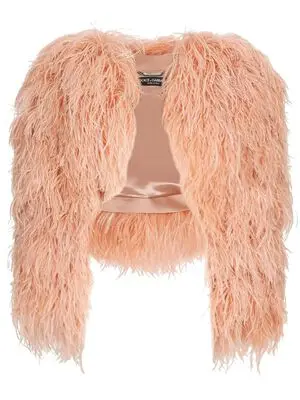 Dolce & Gabbana Feather-trim Bolero Jacket - Orange