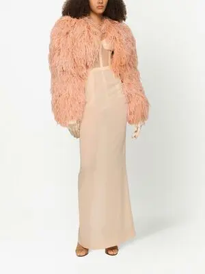 Dolce & Gabbana Feather-trim Bolero Jacket - Orange