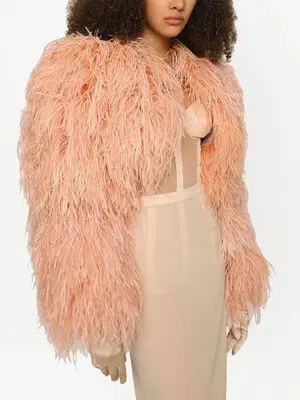 Dolce & Gabbana Feather-trim Bolero Jacket - Orange