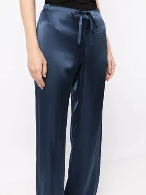 WOERA Drawstring-waist Silk Palazzo Trousers