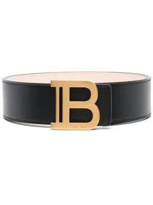 Balmain Logo-plaque Leather Belt - Black