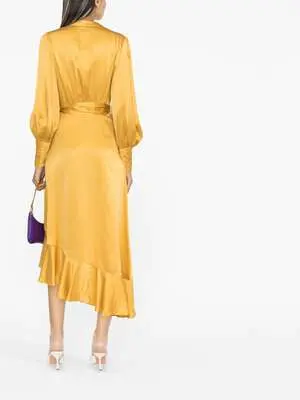 Zimmermann Ruffled Silk Wrap Midi Dress