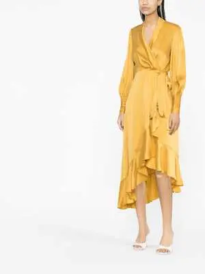 Zimmermann Ruffled Silk Wrap Midi Dress