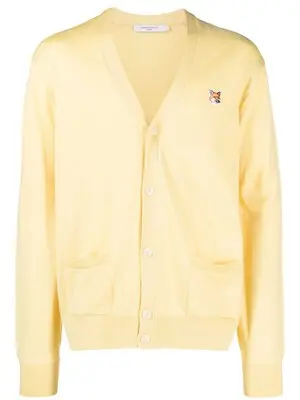 Maison Kitsuné Fox Head Patch Cardigan - Yellow
