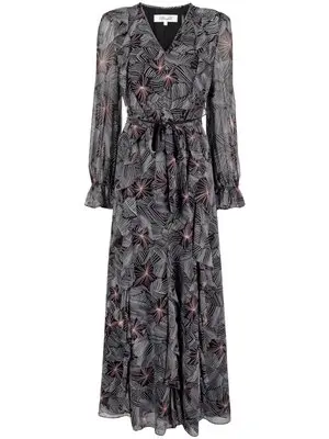 Diane Von Furstenberg Geometric-print Midi Dress - Black