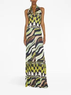 Emilio Pucci Fiamme-print Halterneck Jumpsuit