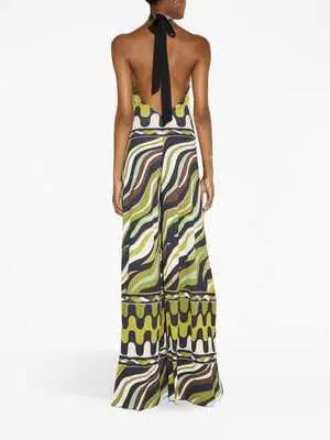 Emilio Pucci Fiamme-print Halterneck Jumpsuit