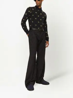 Dolce & Gabbana Logo-jacquard Long-sleeve Polo Shirt