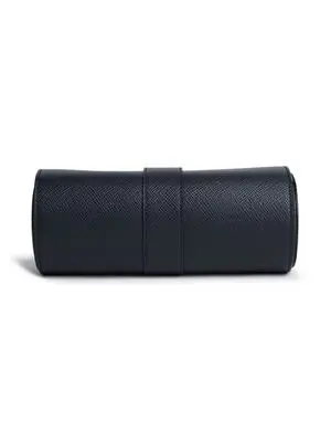 Smythson Panama Leather 3-watch Roll - Blue