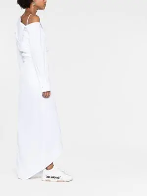 Off-White One-shoulder Asymmetric Dress
