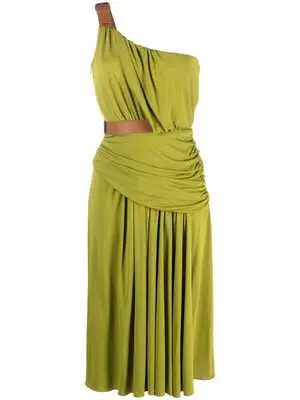 Alberta Ferretti One-shoulder Draped Midi Dress