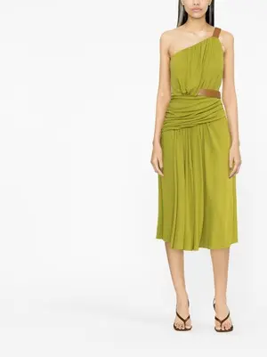 Alberta Ferretti One-shoulder Draped Midi Dress