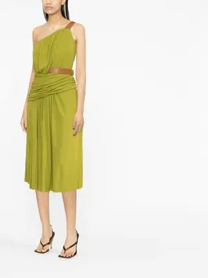 Alberta Ferretti One-shoulder Draped Midi Dress