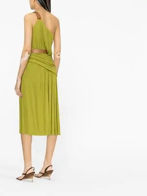 Alberta Ferretti One-shoulder Draped Midi Dress