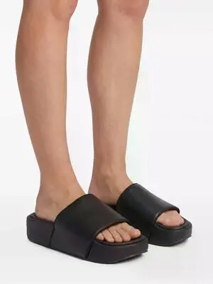 Y3 Leather Slides - Black
