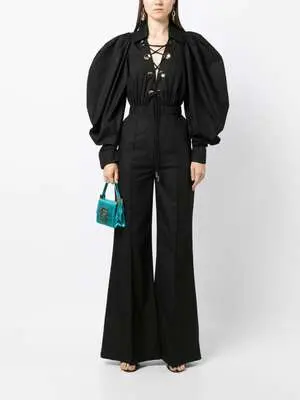 Elie Saab Oversized-eyelet Flared Jumpsuit