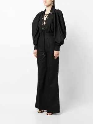 Elie Saab Oversized-eyelet Flared Jumpsuit
