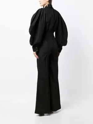 Elie Saab Oversized-eyelet Flared Jumpsuit