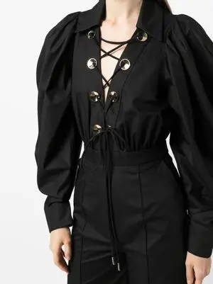 Elie Saab Oversized-eyelet Flared Jumpsuit