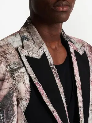 Balmain Abstract-print Linen Blazer