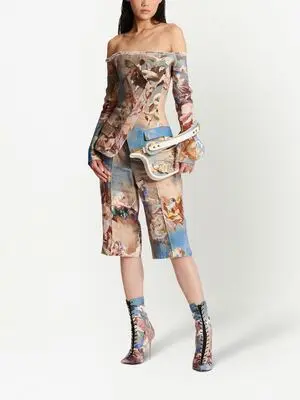 Balmain High-waisted Sky-print Shorts
