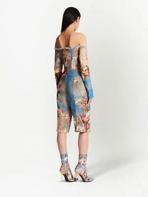 Balmain High-waisted Sky-print Shorts