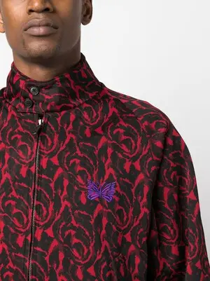 BARACUTA Graphic-pattern Jacket - Red