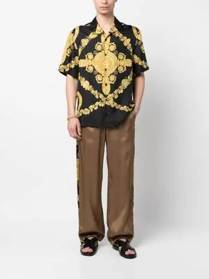 Versace Barocco-print Wide-leg Trousers