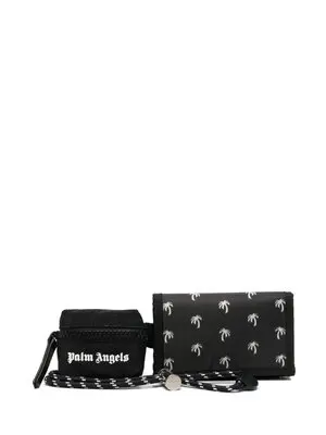Palm Angels Palm Tree Print Lanyard Wallet - Black