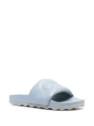 Off-White Logo-embroidery Leather Sliders