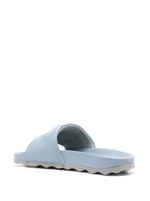 Off-White Logo-embroidery Leather Sliders