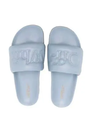 Off-White Logo-embroidery Leather Sliders