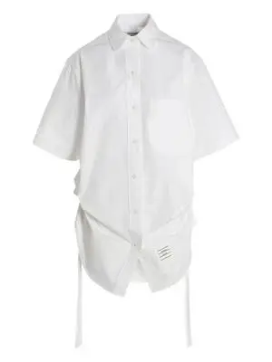 Thom Browne Heavy Poplin Gathered Shirt Dress - White