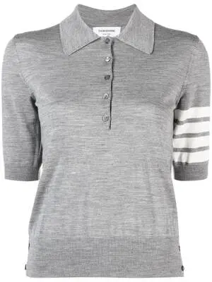Thom Browne 4-bar Short-sleeve Polo Shirt 055 Light Grey