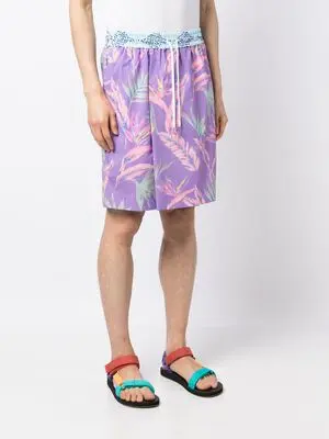 FUMITO GANRYU Botanical-print Shorts