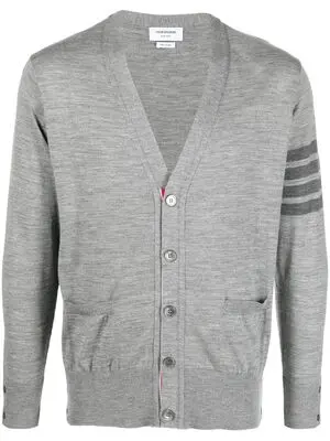 Thom Browne 4-bar V-neck Cardigan - Grey