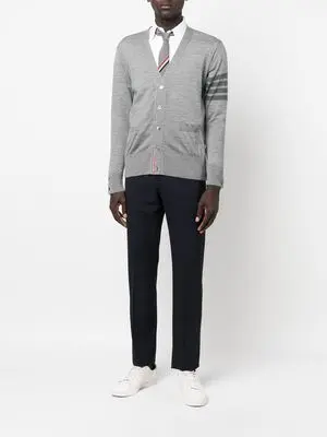 Thom Browne 4-bar V-neck Cardigan - Grey