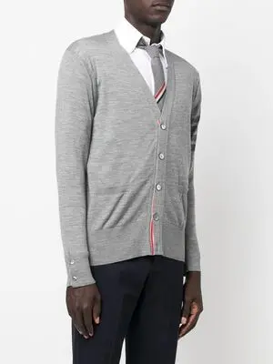 Thom Browne 4-bar V-neck Cardigan - Grey