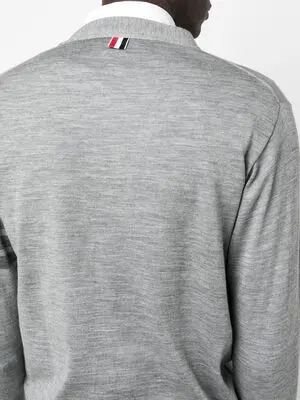 Thom Browne 4-bar V-neck Cardigan - Grey